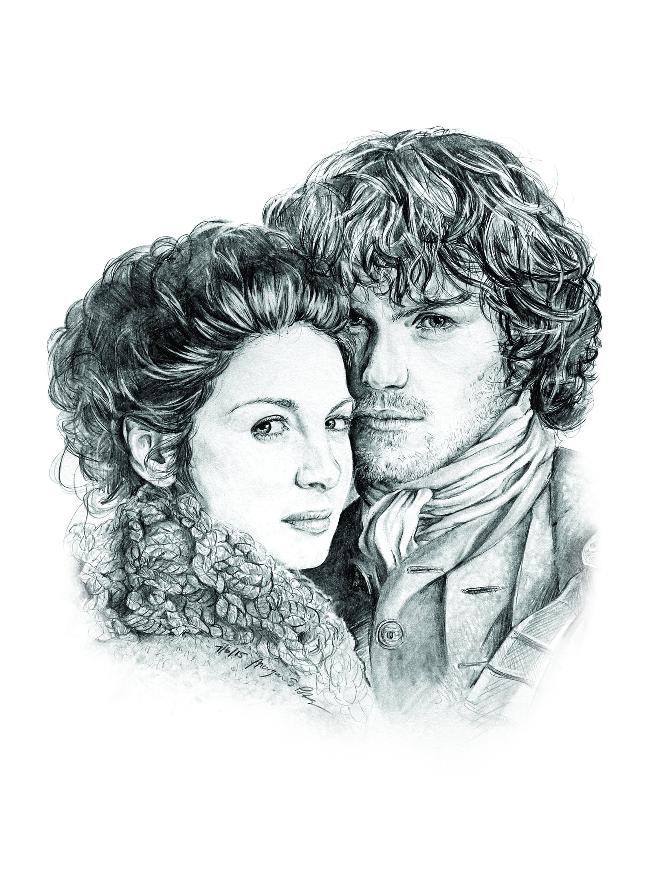 Outlander Dibujo de Jamie y Claire 8.5x11 PRINT | Etsy España