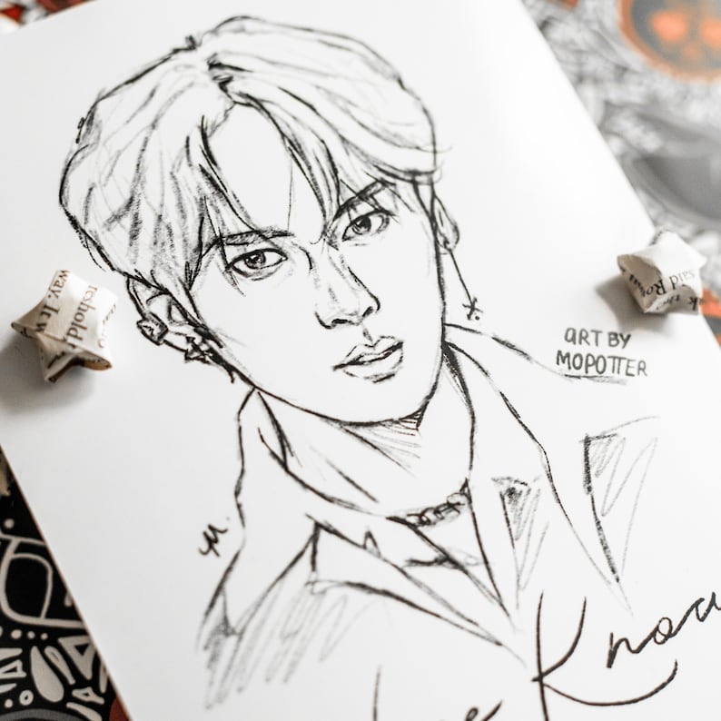 Lee Know From Stray Kids Mini Print Poster SKZ Lee Minho Drawing ...