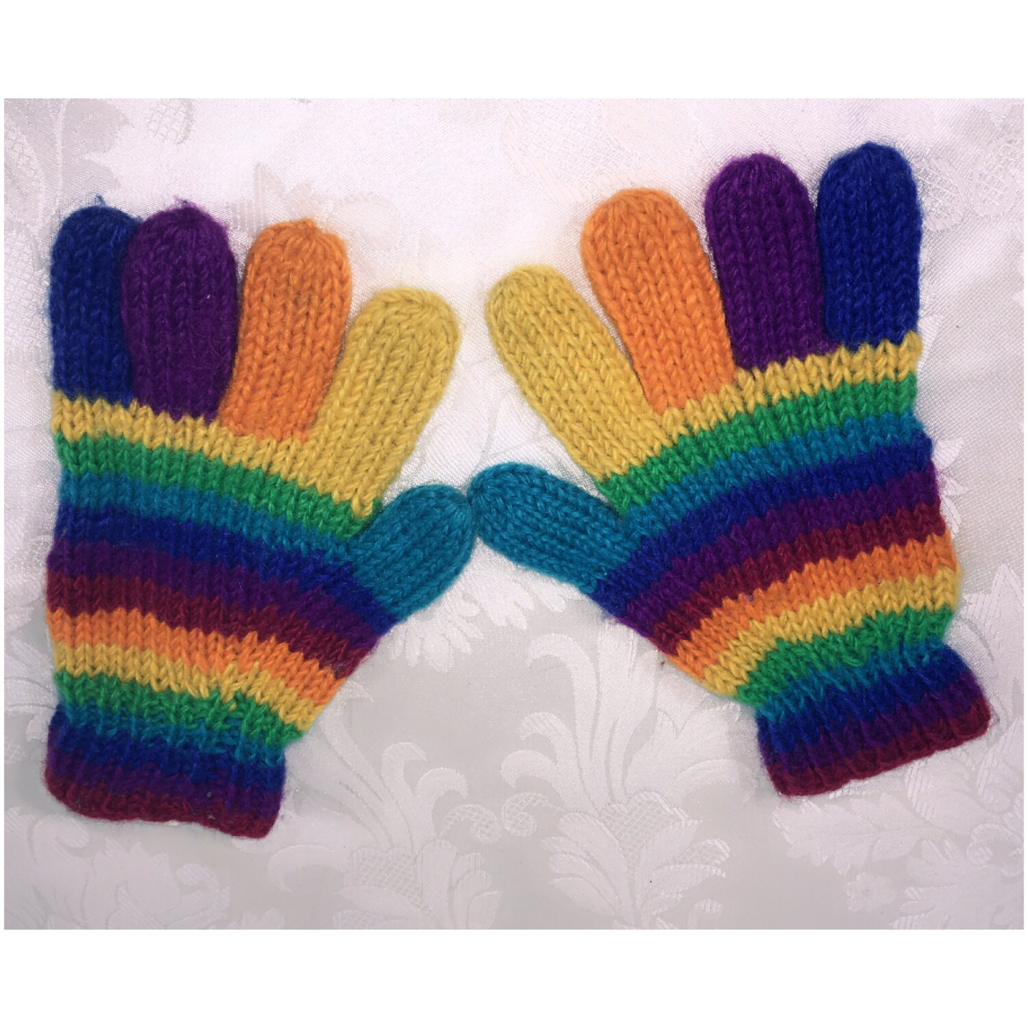 Rainbow Gloves Hand Knit Gloves Crochet Gloves Colorful - Etsy