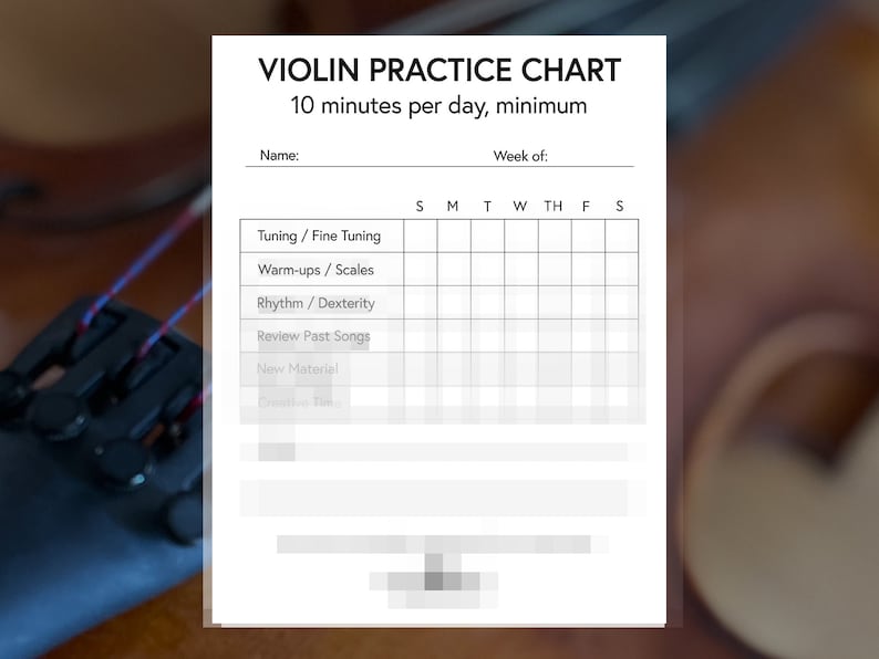 Violin Practice Chart - Digital Download, Printable Practice Log ...