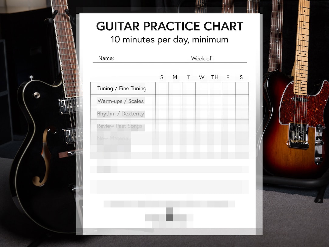 Guitar Practice Chart - Digital Download, Printable Practice Log ...