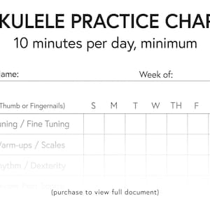 Ukulele Practice Chart - Digital Download, Printable Practice Log ...
