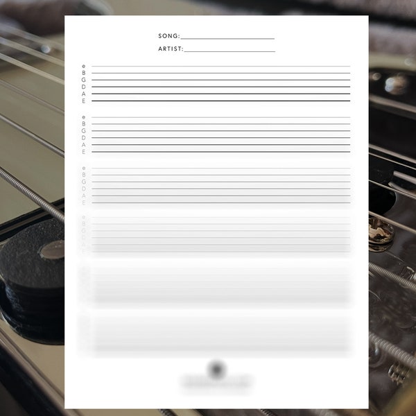 Blank Guitar Tab Sheet - Etsy