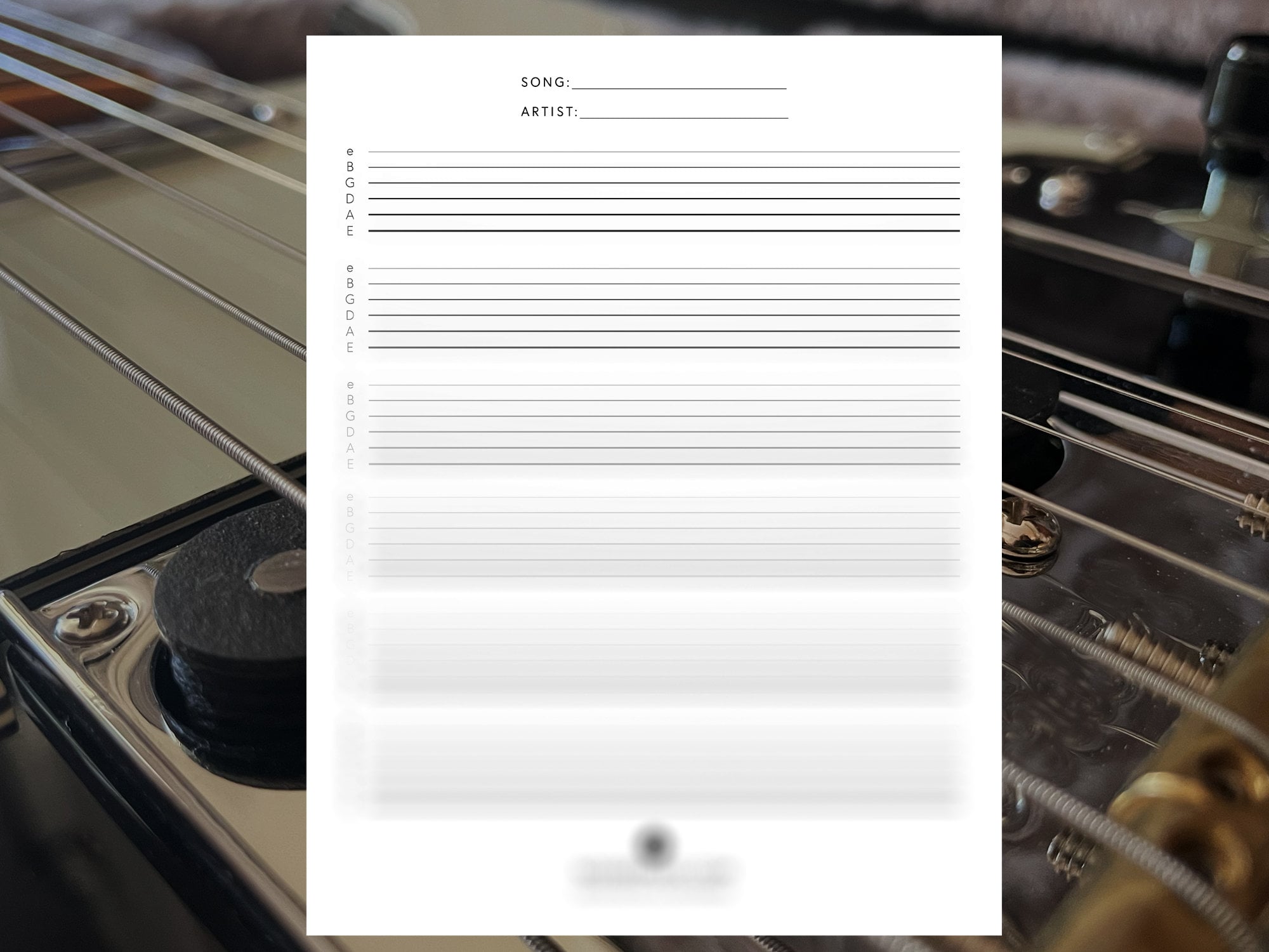Blank Guitar Tab - Digital Download, Printable Tab Sheet, Guitar ...