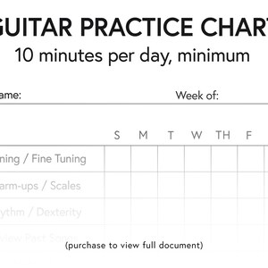 Guitar Practice Chart - Digital Download, Printable Practice Log ...