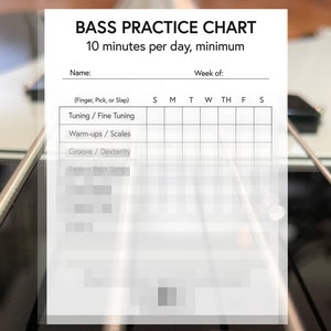Bass Practice Chart - Digital Download, Printable Practice Log, Musical ...