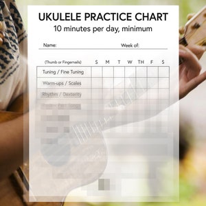 Ukulele Practice Chart - Digital Download, Printable Practice Log ...