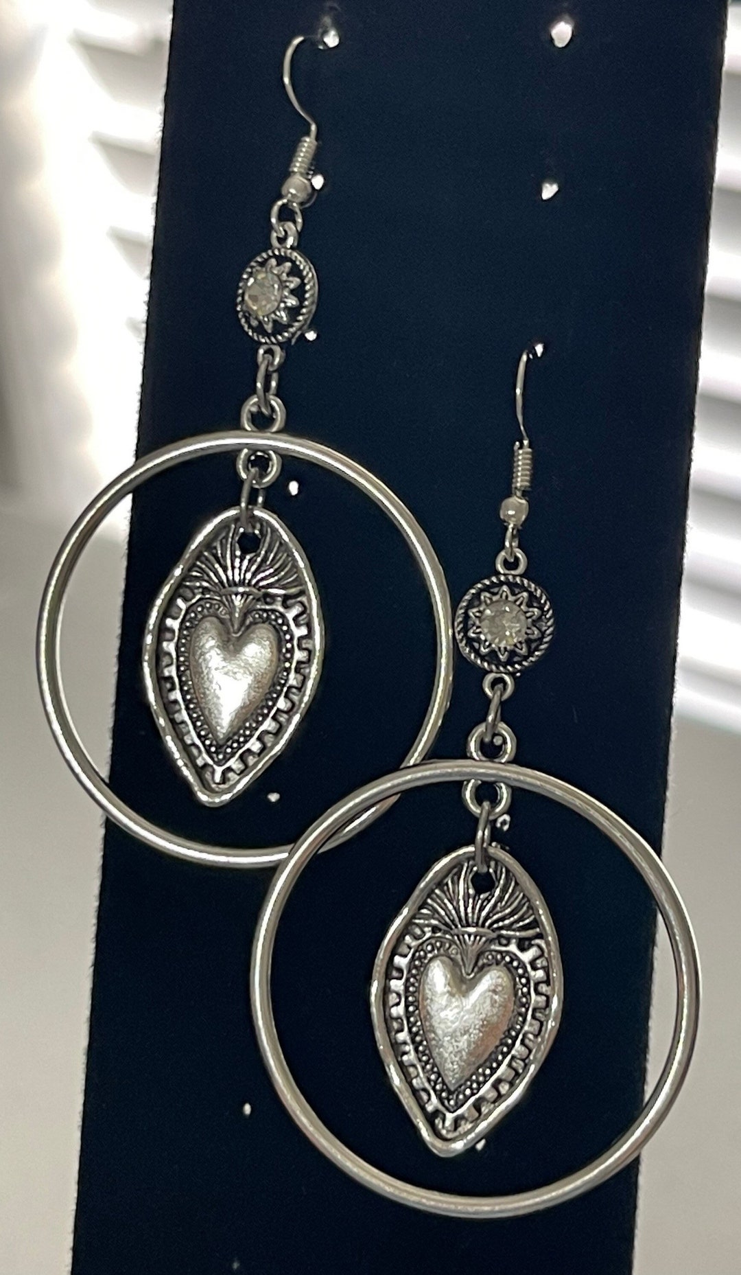 Sagrado Corazon Hoop Earrings, Sagrado Corazón Earrings, Sacred Heart ...