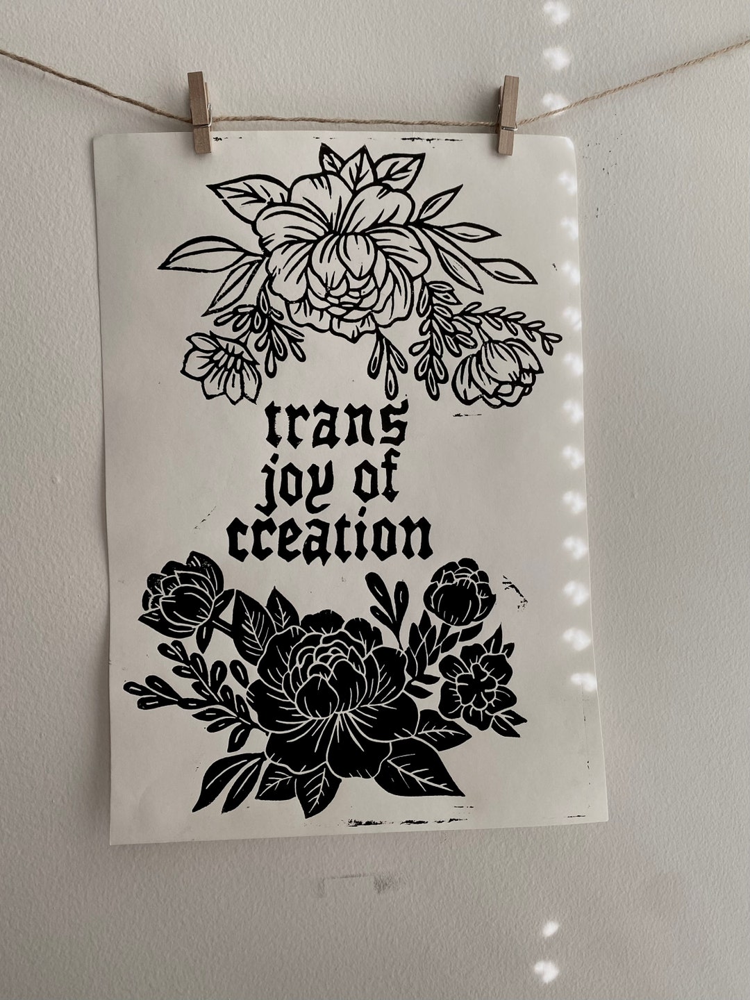 TRANS JOY Linocut Print supports Lizs Gender Affirming Surgery Fund - Etsy