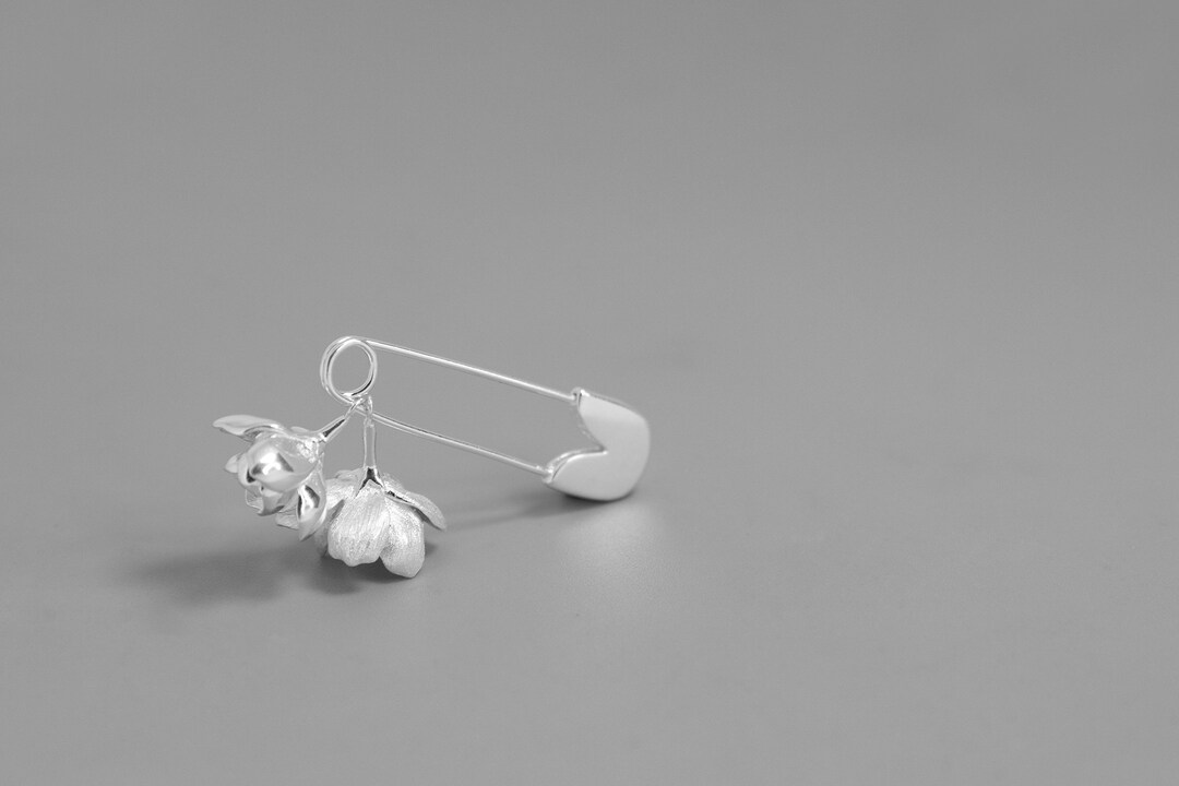 Jasmine Flower Charm Brooch-sterling Silver Safety Pin Blossom Flower ...