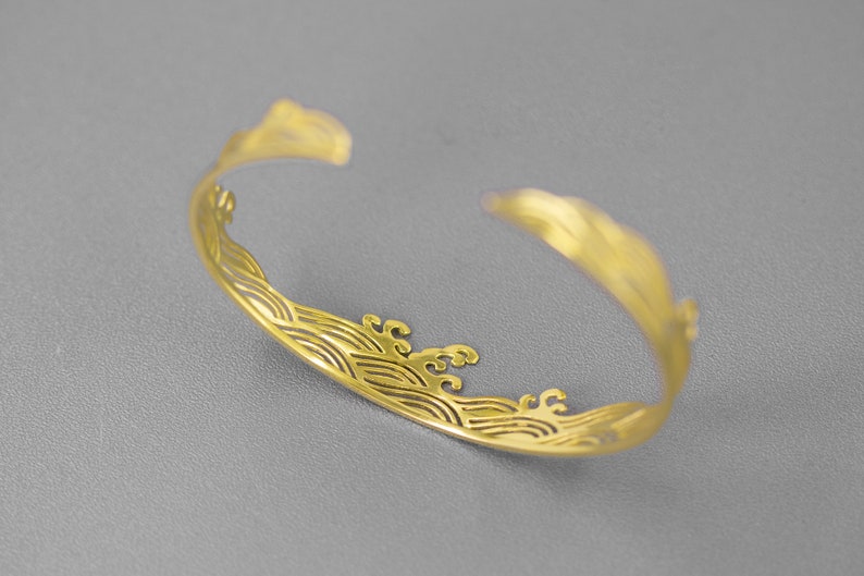 Surfing Wave Bangle-sterling Silver Water Wave Pattern Bangle-cutout ...