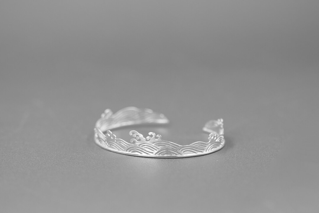 Surfing Wave Bangle-sterling Silver Water Wave Pattern Bangle-cutout ...