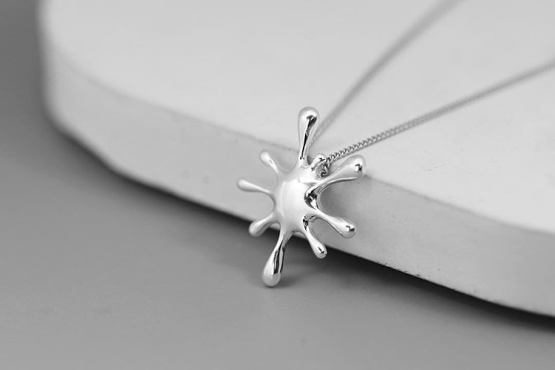 Water Splash Charm Pendant-sterling Silver Liquid Drop - Etsy