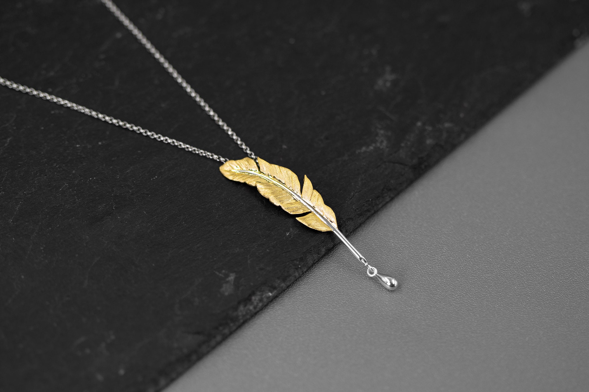 Sterling Silver Feather Quill Pendant Necklace – Antique Plume Jewelry ...