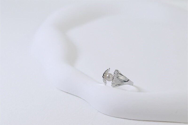 Mussel Shell Pearl Ring-sterling Silver Mussel Shell Pearl - Etsy