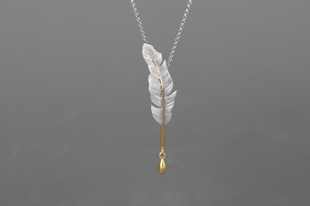 Sterling Silver Feather Quill Pendant Necklace – Antique Plume Jewelry ...