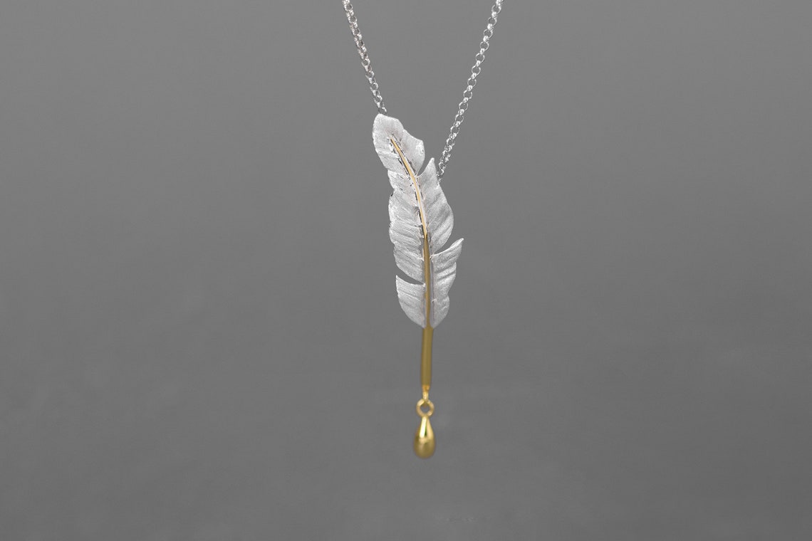 Quill Pen Pendant-Sterling Silver Feather Pen Pendant-Quill | Etsy