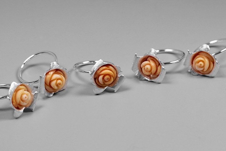 Yellow Rose Ring-sterling Silver Carved Flower Open Ring-10mm - Etsy