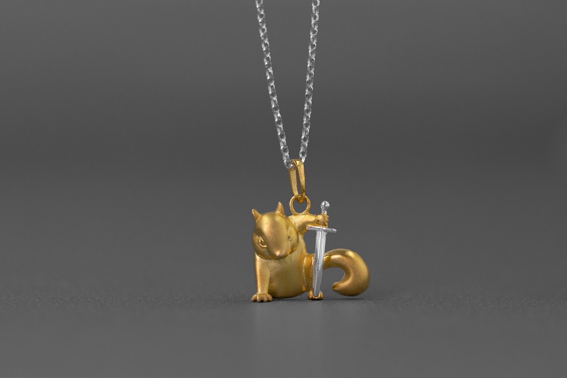 Cute Squirrel Charm Necklace-sterling Silver Squirrel Hold - Etsy
