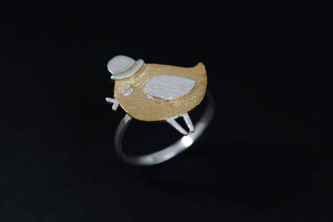 Mr Bird Charm Ring-sterling Silver Bird Wing Ring-singing - Etsy