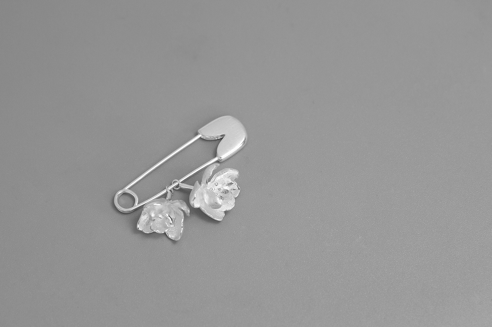 Jasmine Flower Charm Brooch-sterling Silver Safety Pin Blossom Flower ...