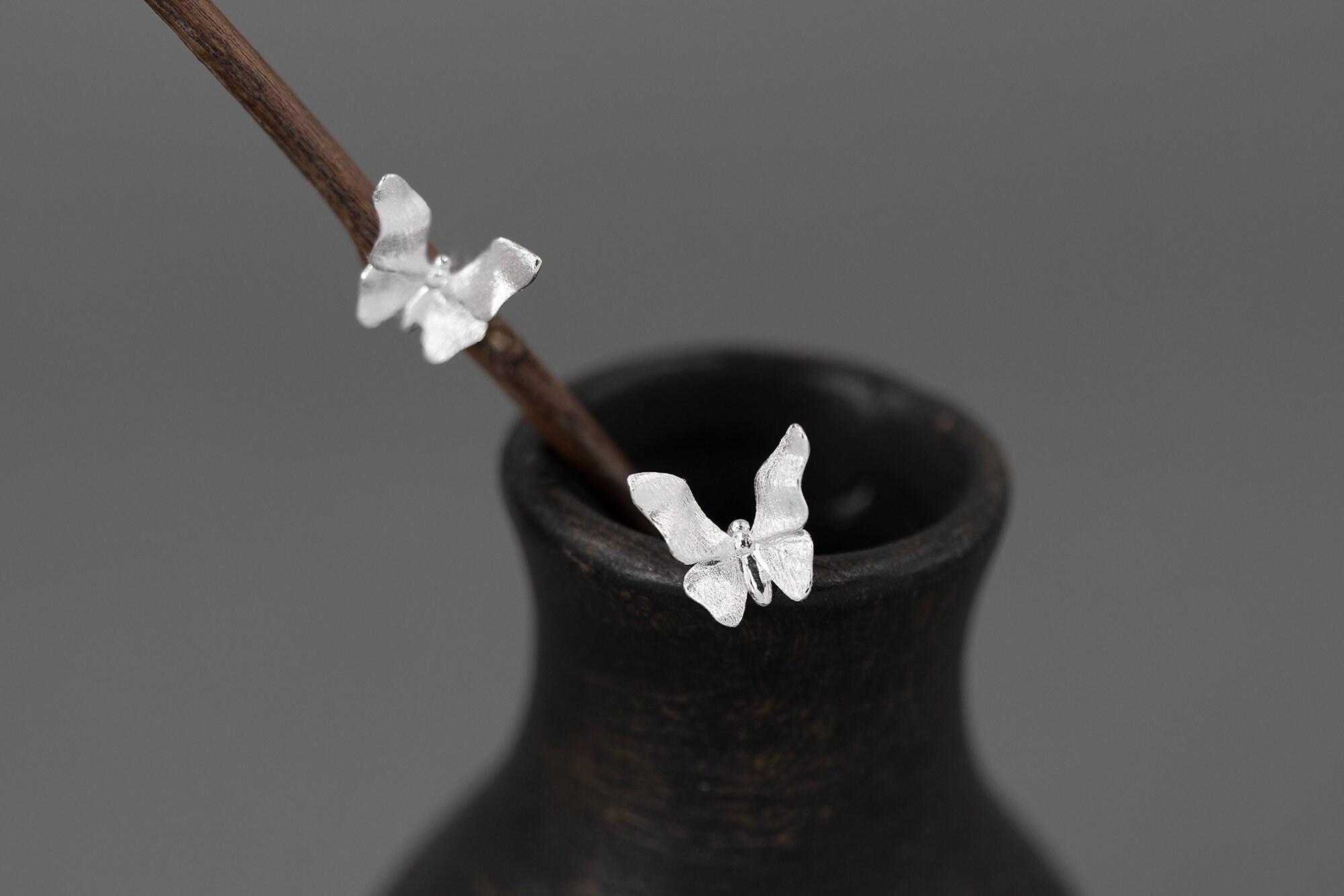 Small Butterfly Charm Earring-sterling Silver Butterfly Stud Earring ...