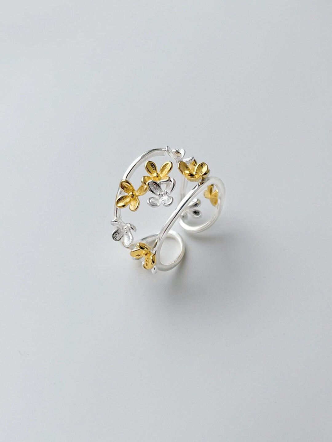 Sweet Osmanthus Charm Ring-sterling Silver Blossom Flower Adjustable ...