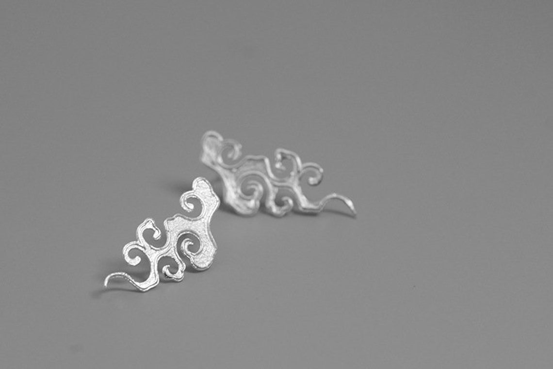 Wind Cloud Charm Earring-sterling Silver Cloud Stud Earring-wild Cloud ...