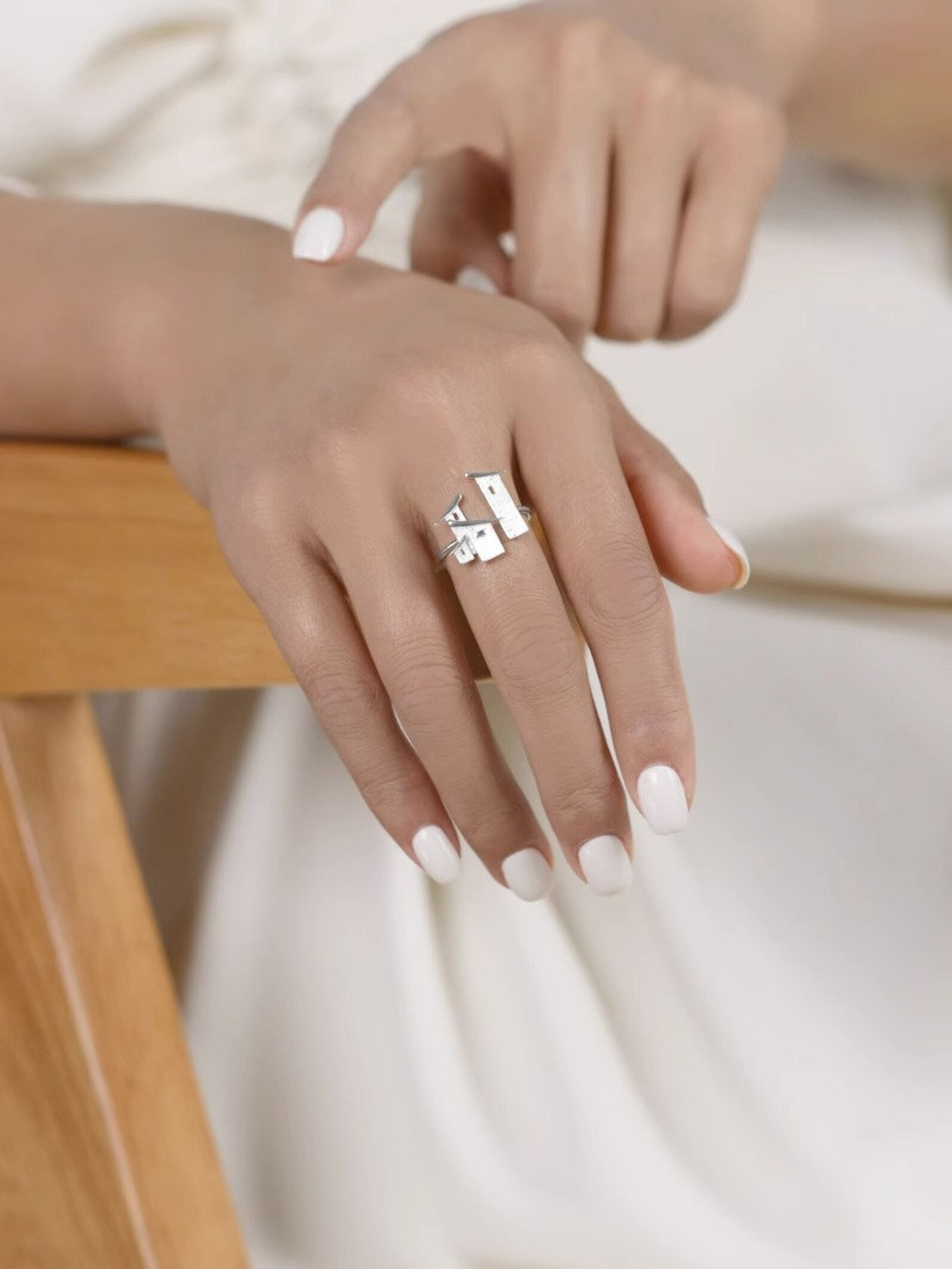 Folk Houses Ring-sterling Silver House Charm Open Ring-house Wall ...