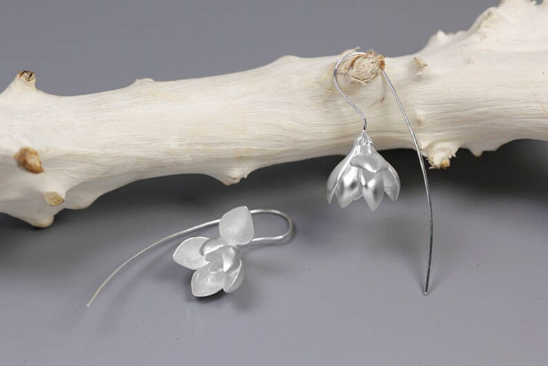 Magnolia Flower Earring-sterling Silver Flower Charm - Etsy