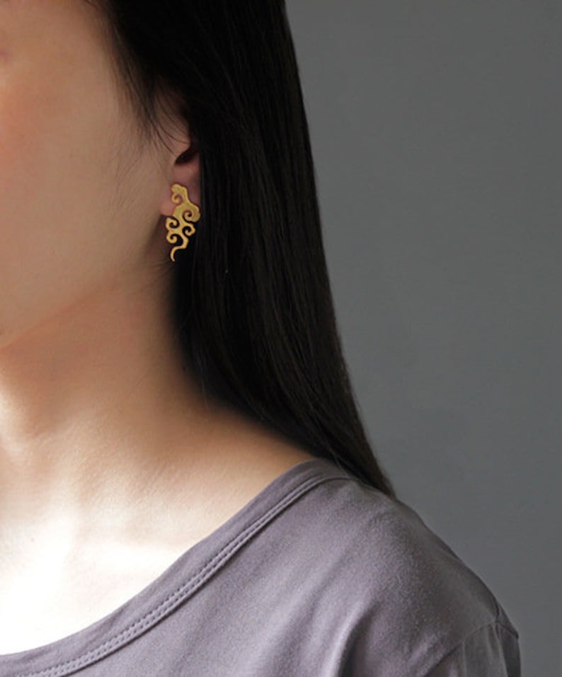 Wind Cloud Charm Earring-sterling Silver Cloud Stud Earring-wild Cloud ...