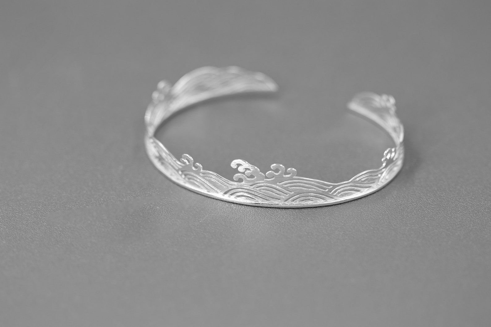 Surfing Wave Bangle-sterling Silver Water Wave Pattern - Etsy