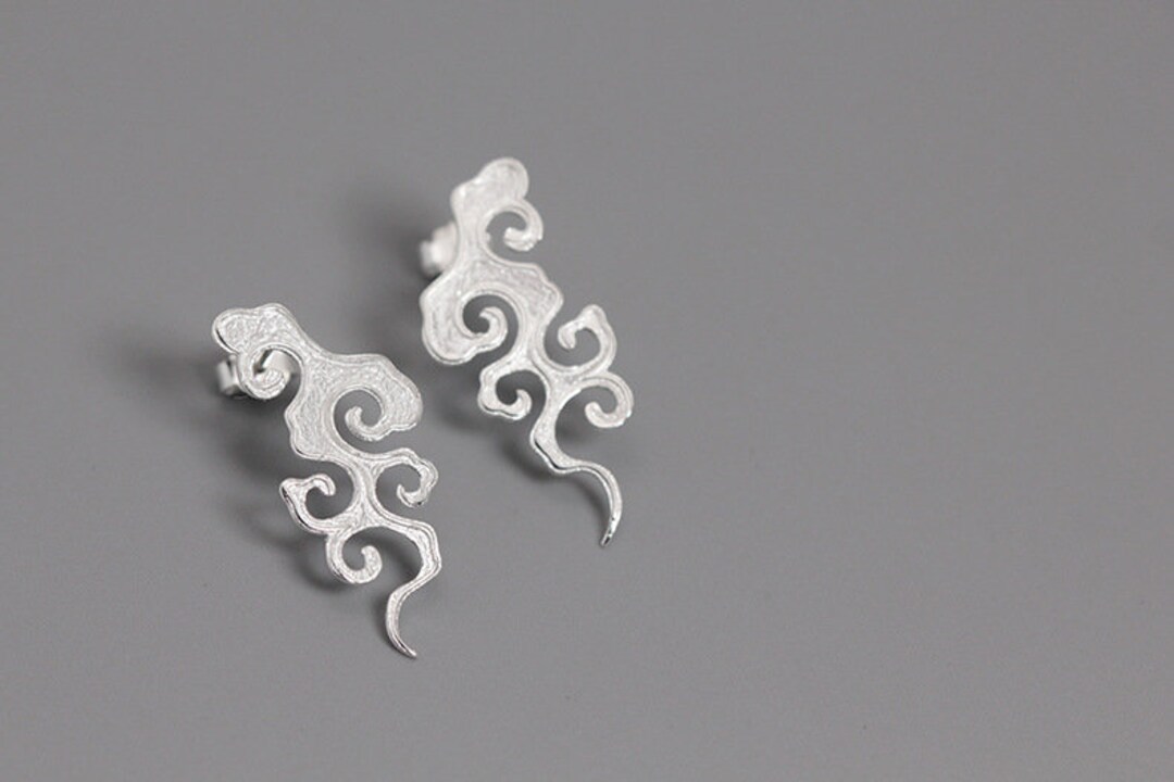 Wind Cloud Charm Earring-sterling Silver Cloud Stud Earring-wild Cloud ...