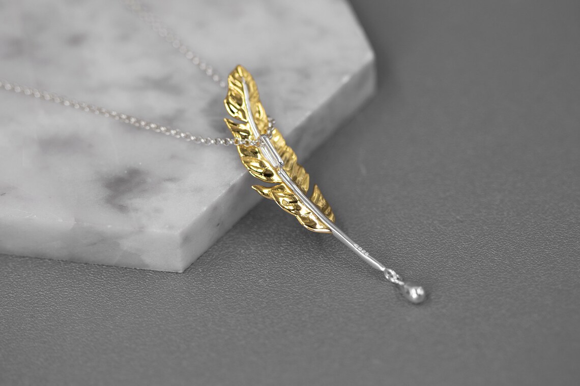 Quill Pen Pendant-Sterling Silver Feather Pen Pendant-Quill | Etsy