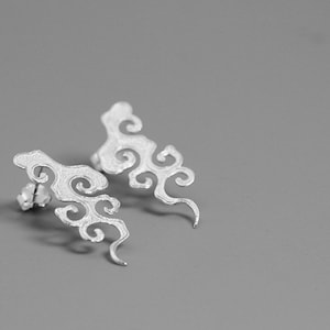 Wind Cloud Charm Earring-sterling Silver Cloud Stud Earring-wild Cloud ...
