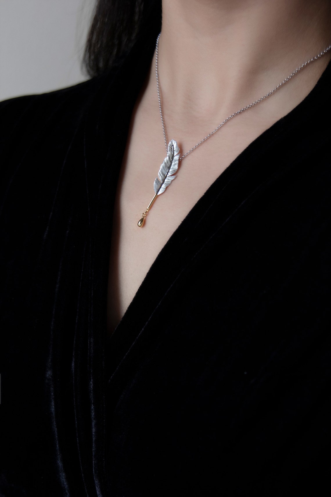 Quill Pen Pendant-Sterling Silver Feather Pen Pendant-Quill | Etsy