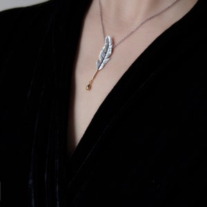 Sterling Silver Feather Quill Pendant Necklace – Antique Plume Jewelry ...