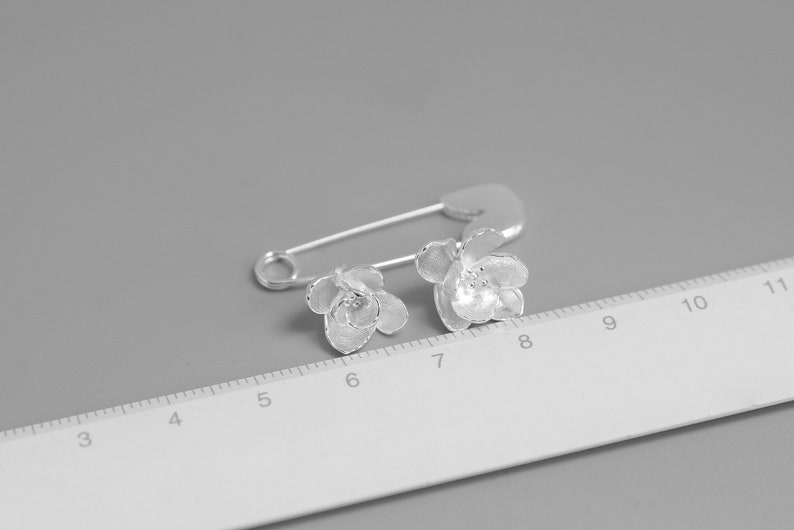 Jasmine Flower Charm Brooch-sterling Silver Safety Pin Blossom Flower ...