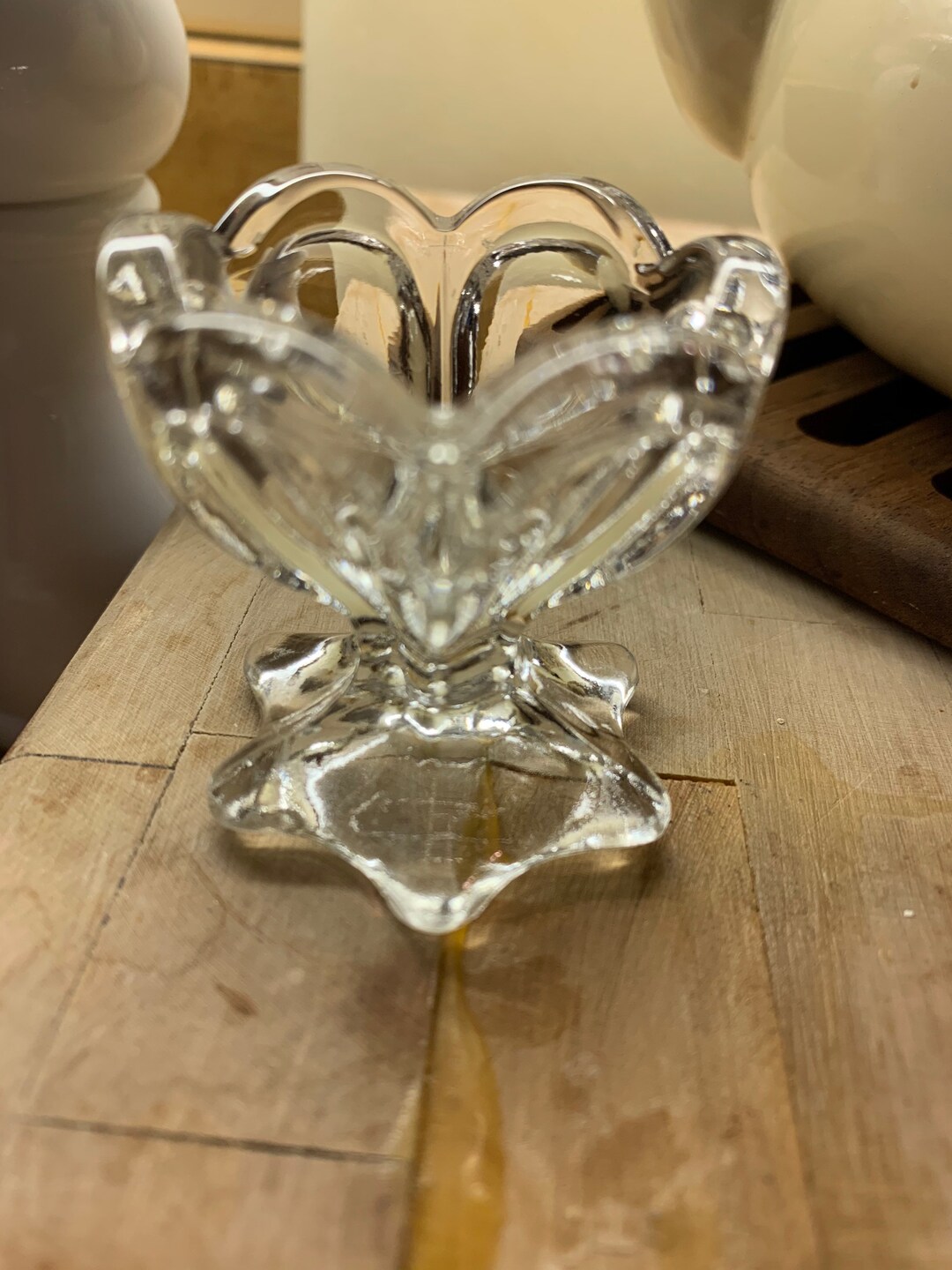 Vintage Clear Glass Footed Salt Cellar EAPG 6 Panel Star Shaped Foot - Etsy