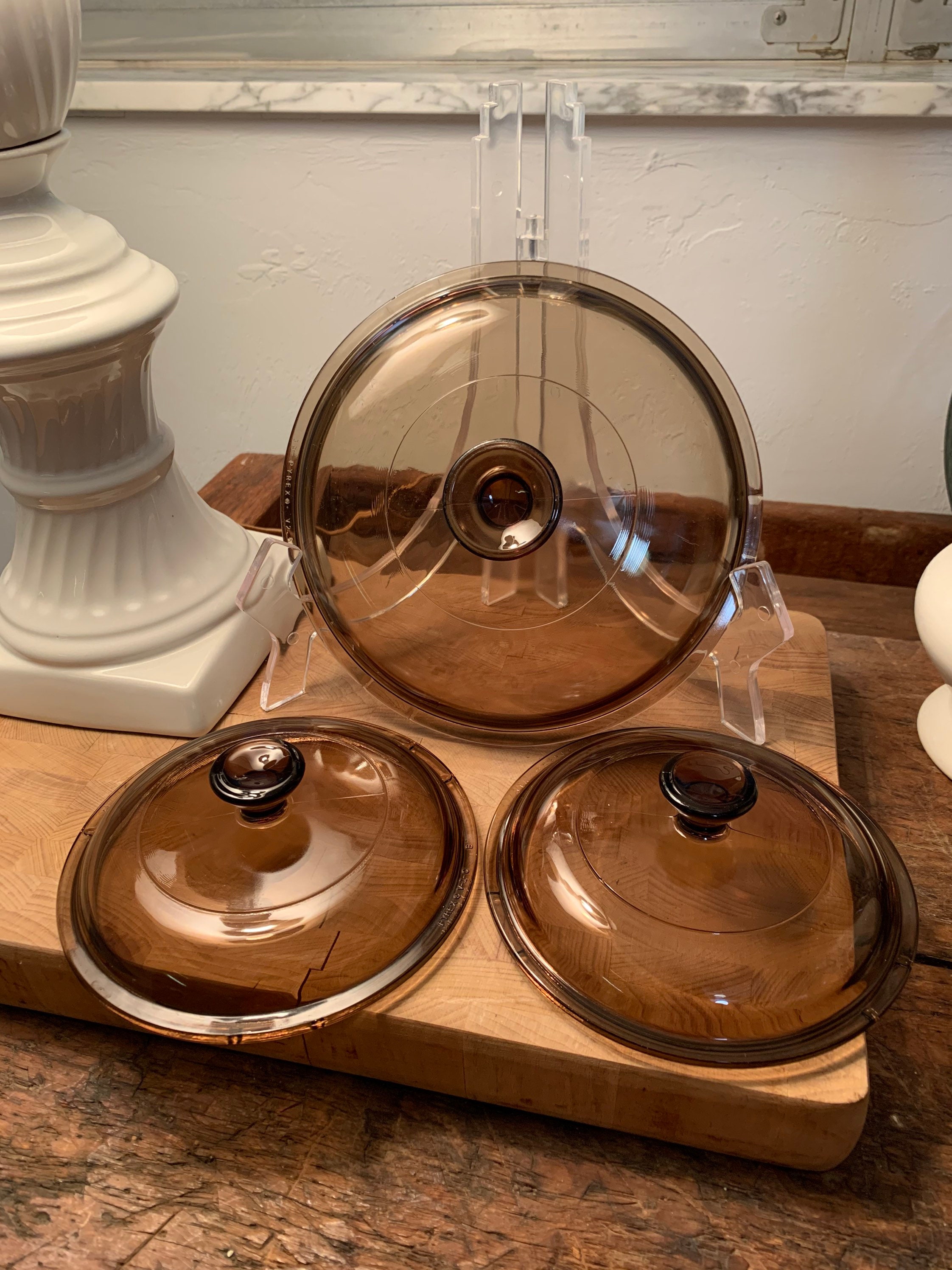 Pyrex Glass Lids One Clear 4 Cranberry Color - Etsy