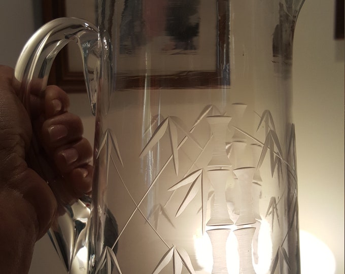 Crystal Hand Blown Sasaki/noritake Stemware/barware Bamboo Eched ...