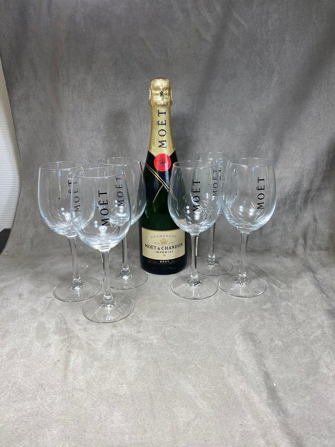 RARE Lot of 6 Champagne Flutes Moet and Chandon in Vintage Crystal Made ...