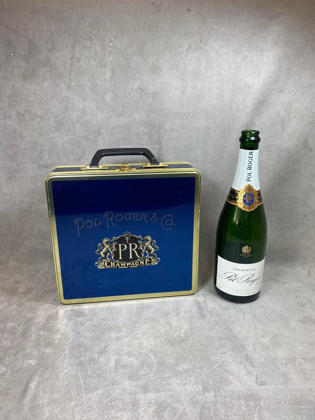 RARE Blue Aluminium Pol Roger Case With Champagne Handle Made in France ...