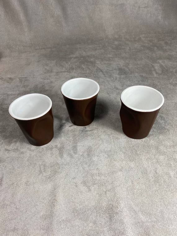 3 Revol Crumpled Porcelain Cup BROWN Made in France | Etsy