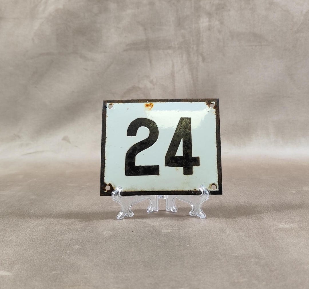 RARE French Street Sign Number 24 in White Enamel Sheet Metal Made in ...
