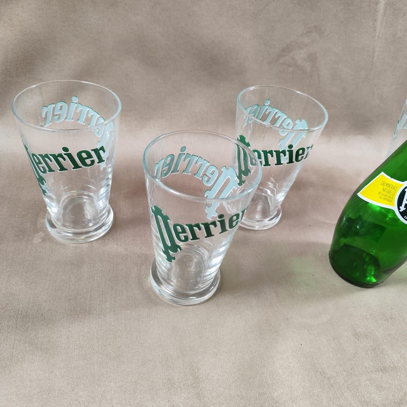 Set of 6 Glasses Perrier Sparkling Water Made in France Vintage 1980 - Etsy