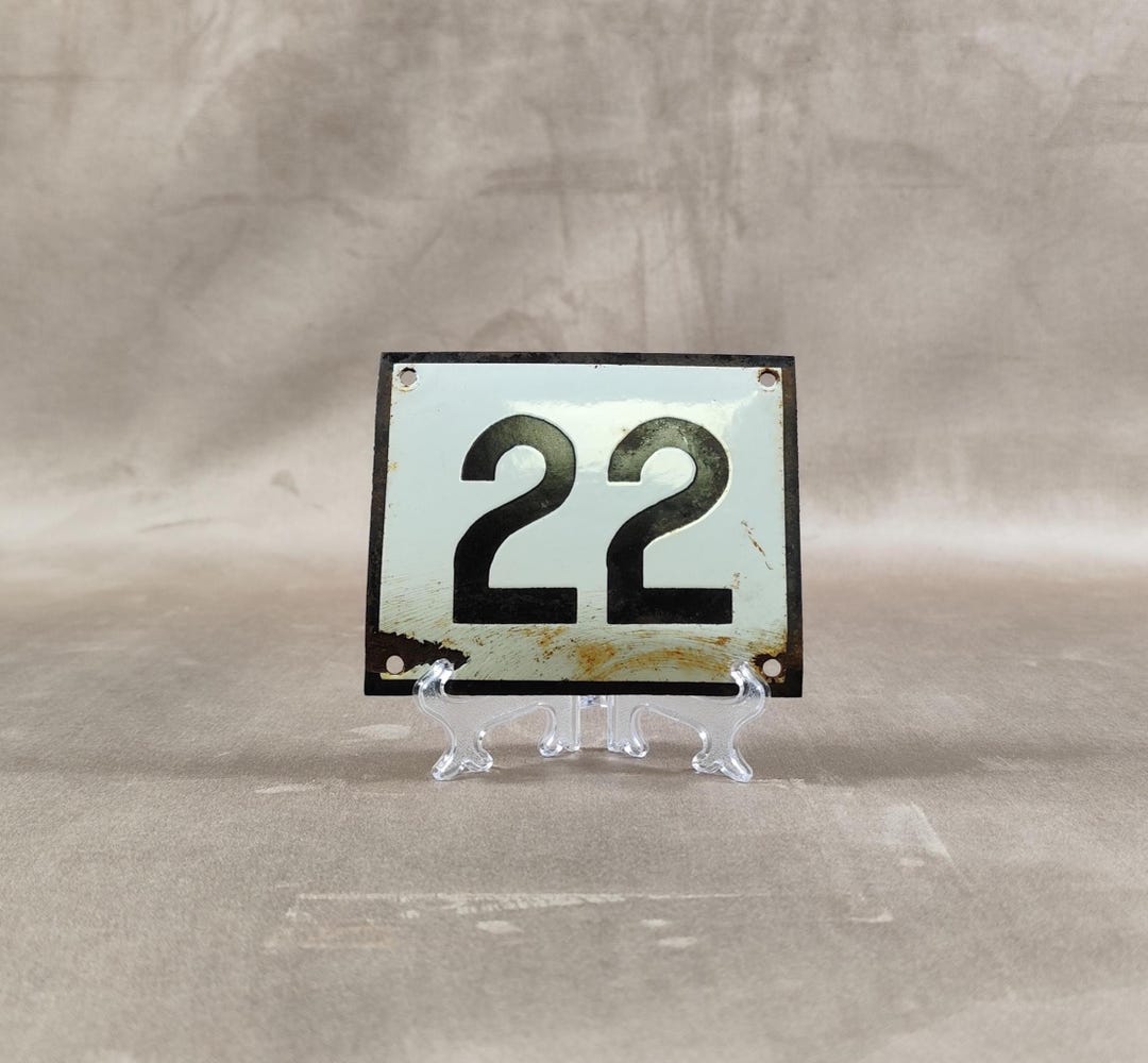 RARE French Street Sign Number 22 in White Enamel Sheet Metal Made in ...