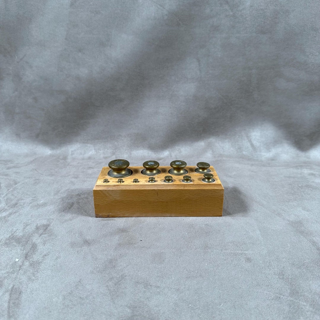 VERY RARE Complete Weight Set for Antique Scale in Wood and Brass From ...