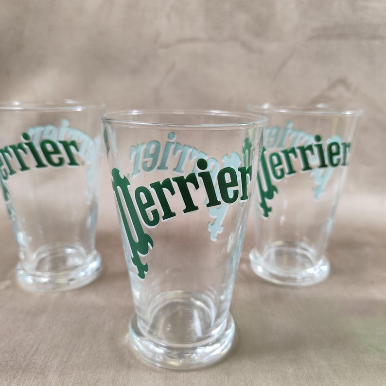 Set of 6 Glasses Perrier Sparkling Water Made in France Vintage 1980 - Etsy