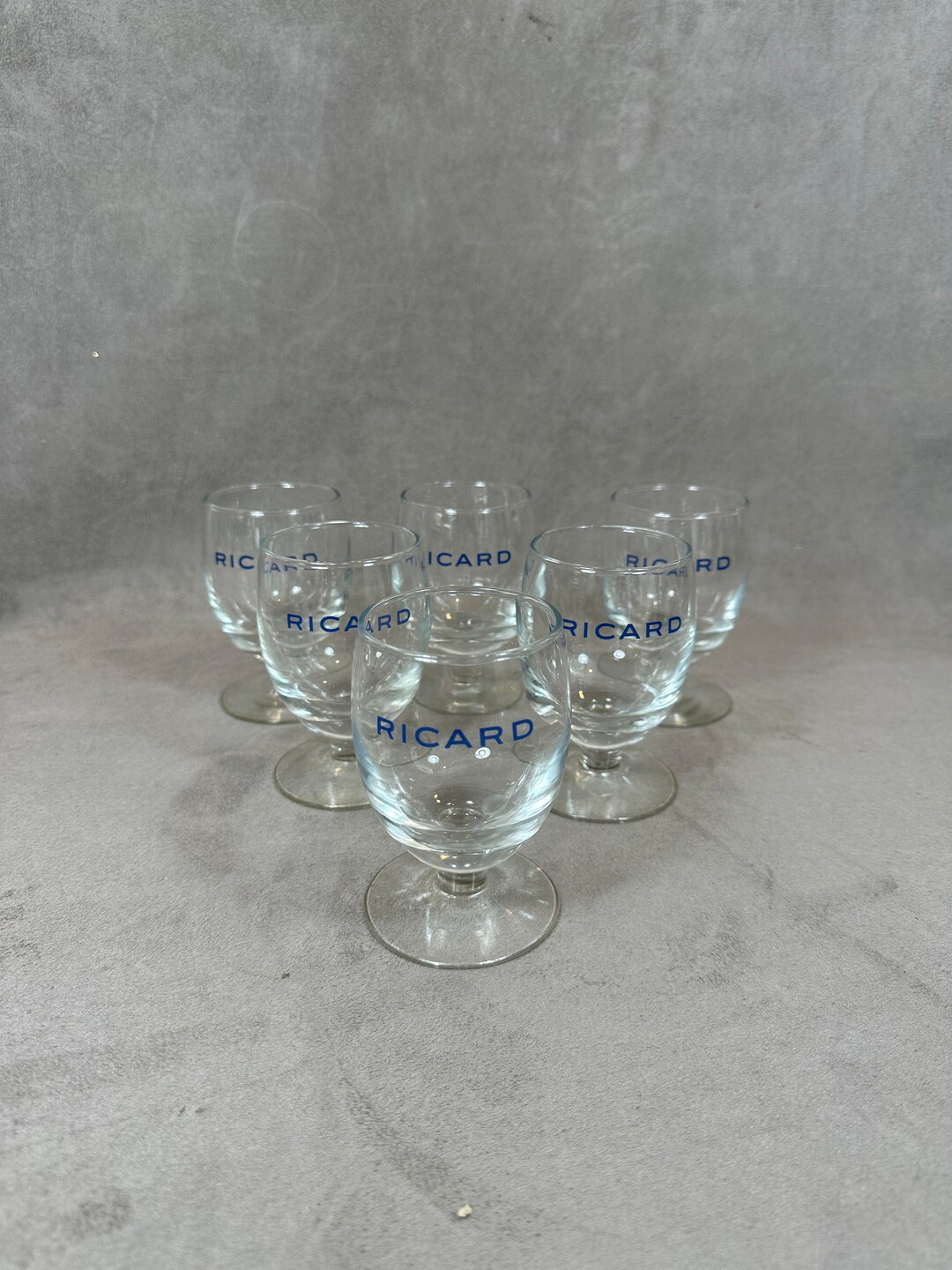 Set of 6 Glasses RICARD Vintage Advertising Articles Made in France ...